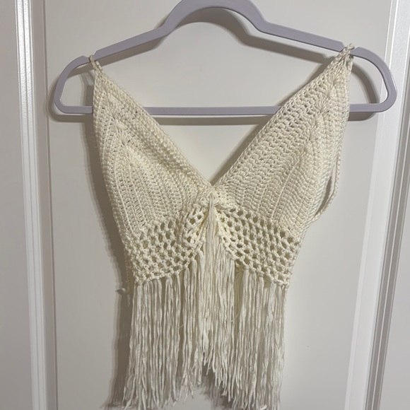Bear Dance | Tops | Cream Crochet Fringe Top | Poshmark